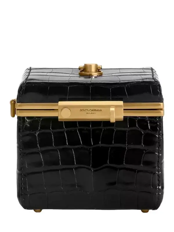 Dolce & Gabbana Croc-effect Top Handle Makeup Bag - Black