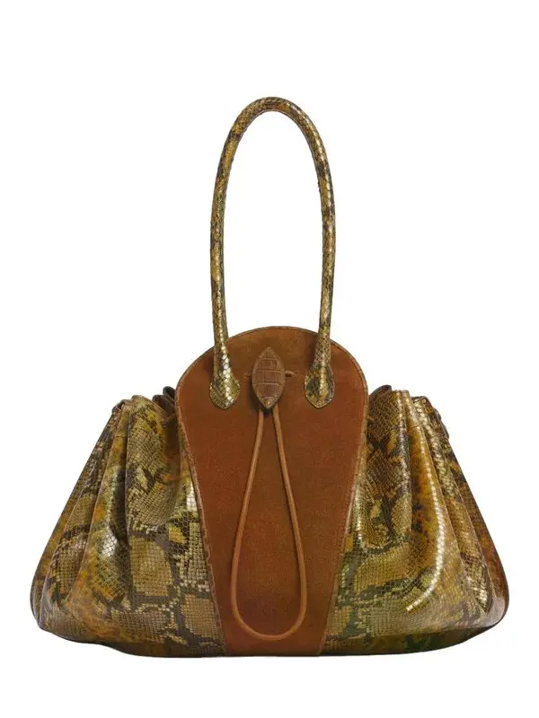 Marni Python-print Shoulder Bag - Brown