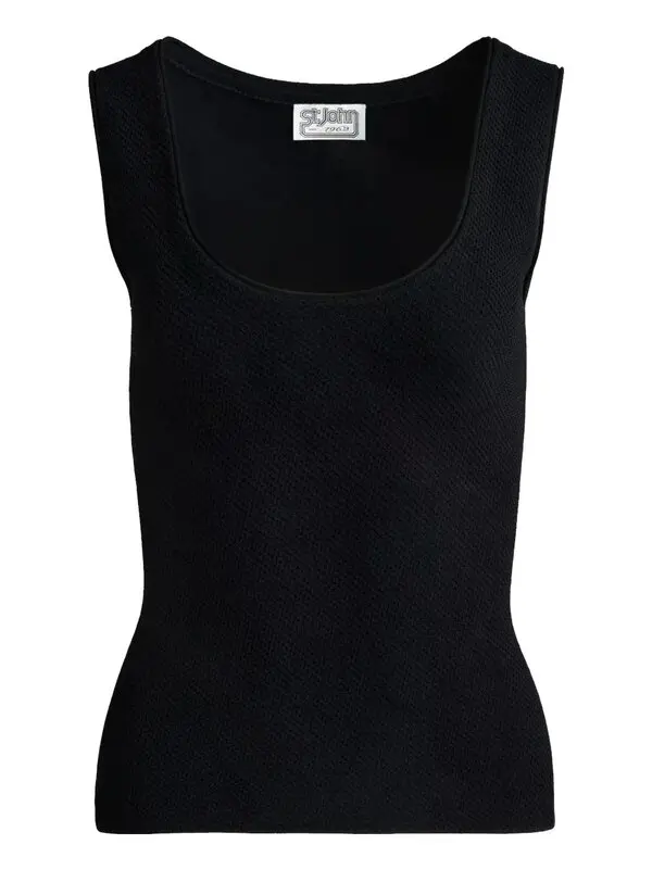 St. John Scoop-neck Knit Tank Top - Black