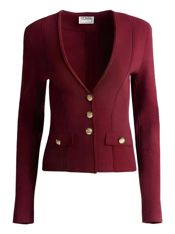 St. John Santa Roma Buttoned Jacket - Red