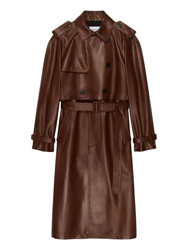 Givenchy Trench In Leather - Dark Brown