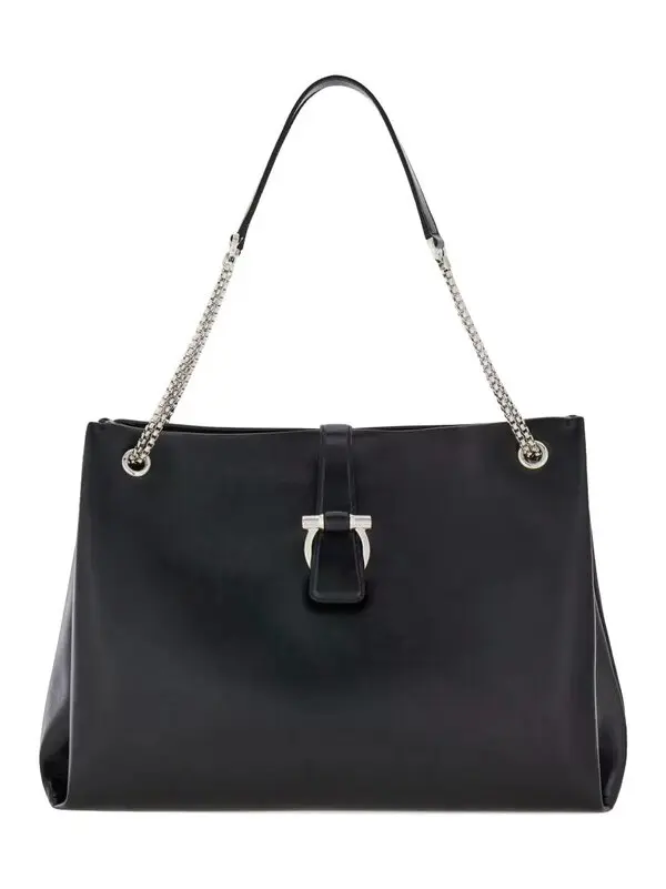 FERRAGAMO Hardware Chain Tote Bag - Black