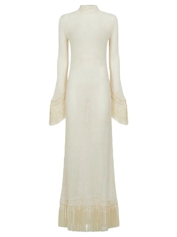TALLER MARMO Fringed Maxi Dress - Ivory