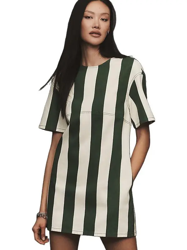 SIMONMILLER Louise Short-sleeve Shift Dress - Green Stripe