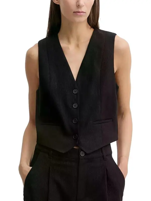 Marc O'polo Striped V-neck Top - Black