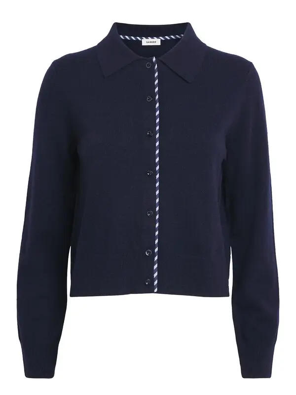 Sandro Wool-cashmere Striped Cardigan - Blue