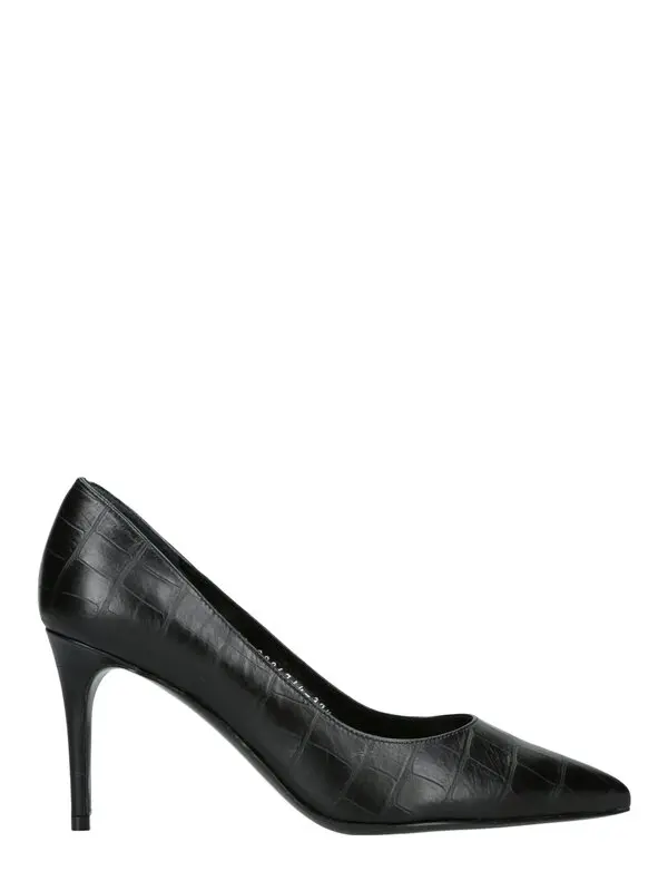 GINA Croc-embossed Leather Remi Pumps - Black