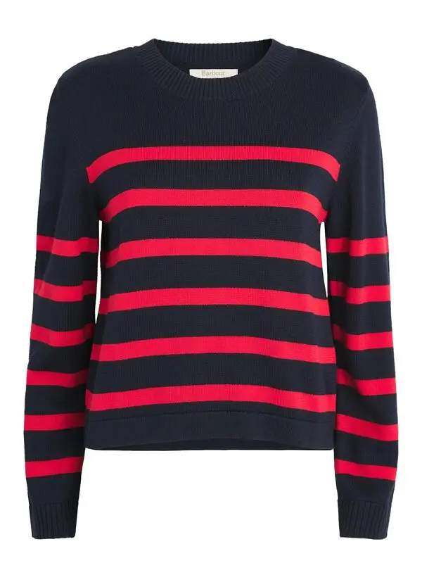 Barbour Cotton-modal Striped Sweater - Navy
