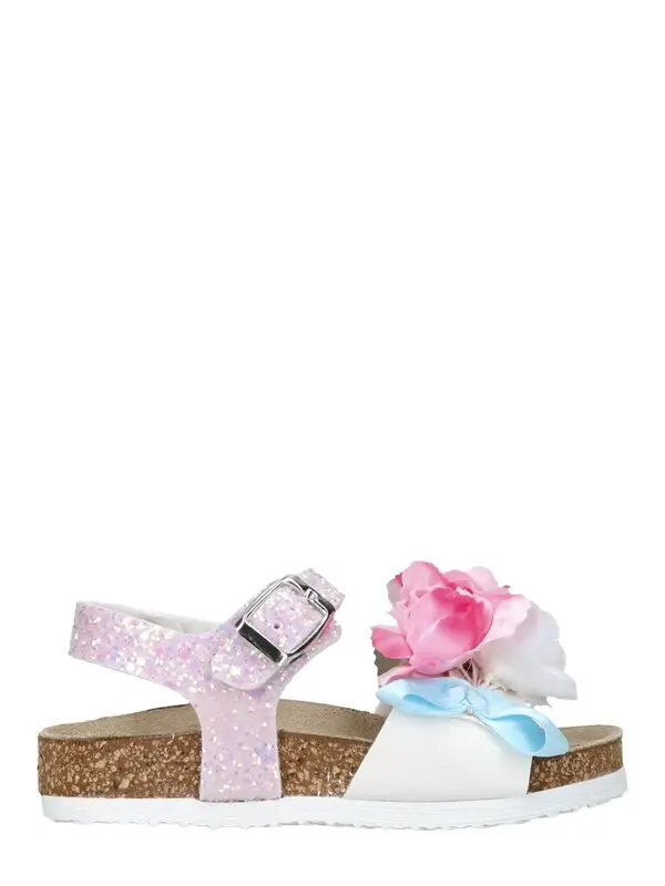 Monnalisa Floral-appliqué Sandals - Pink