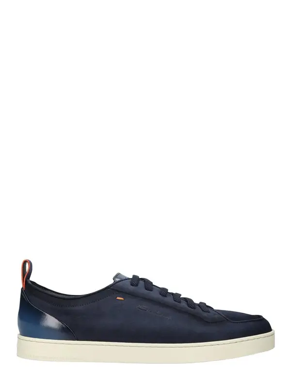 Santoni Nubuck Leather Sneakers - Navy