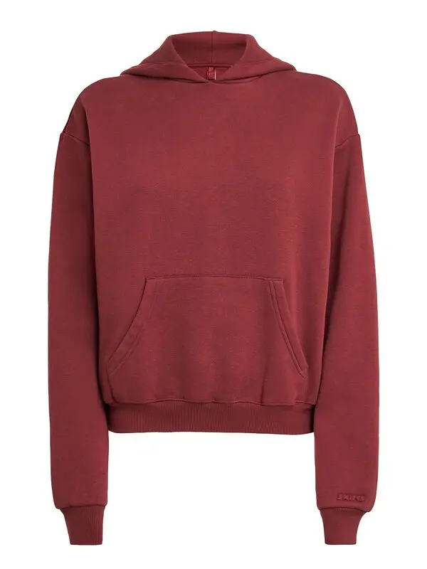 SKIMS Classic Fleece Hoodie - Burgundy