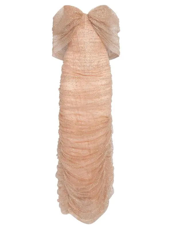 SANDRA MANSOUR La Rose Tulle Draped Gown - Pink