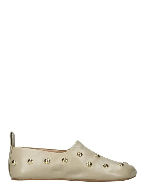 Chloé Rita Studded Leather Ballet Flats - Green