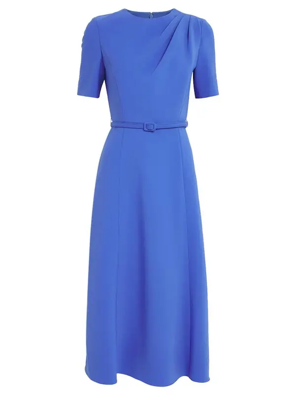 Carolina Herrera Draped Belted Midi Dress - Blue