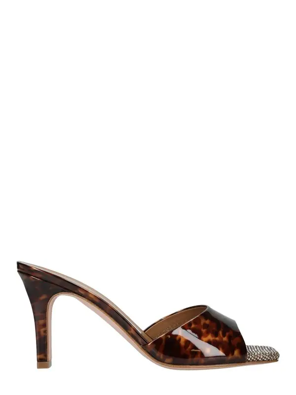 GINA Patent Leather Yasmin Heeled Mules - Brown