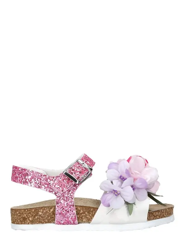 Monnalisa Floral-appliqué Sandals - Pink