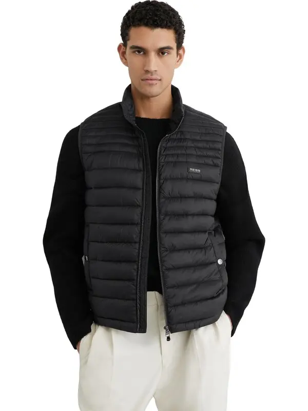 REISS Alpine Quilted Zip-through Gilet - Black