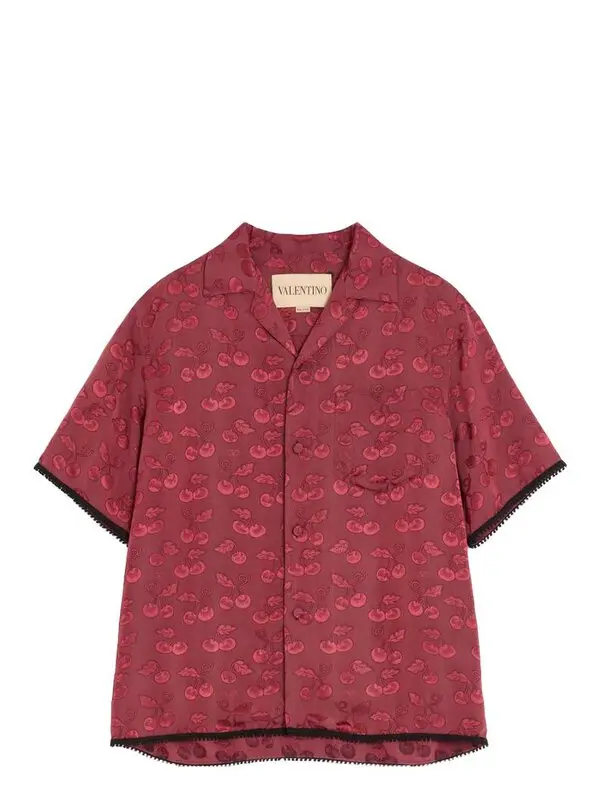 Valentino Garavani Bowling Shirt With Cherryfic Jacquard - Magenta