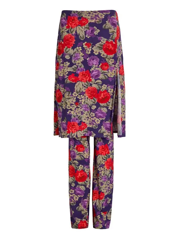 Acne Studios Intessa Skirt-effect Floral Stretch-jersey Trousers - Multicoloured
