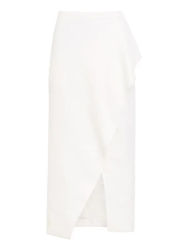Khaite Jaia Wrap-effect Wool Midi Skirt - Cream