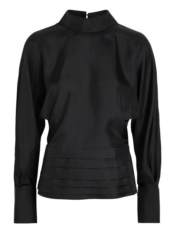RÓHE Reversed-collar Silk Top - Black