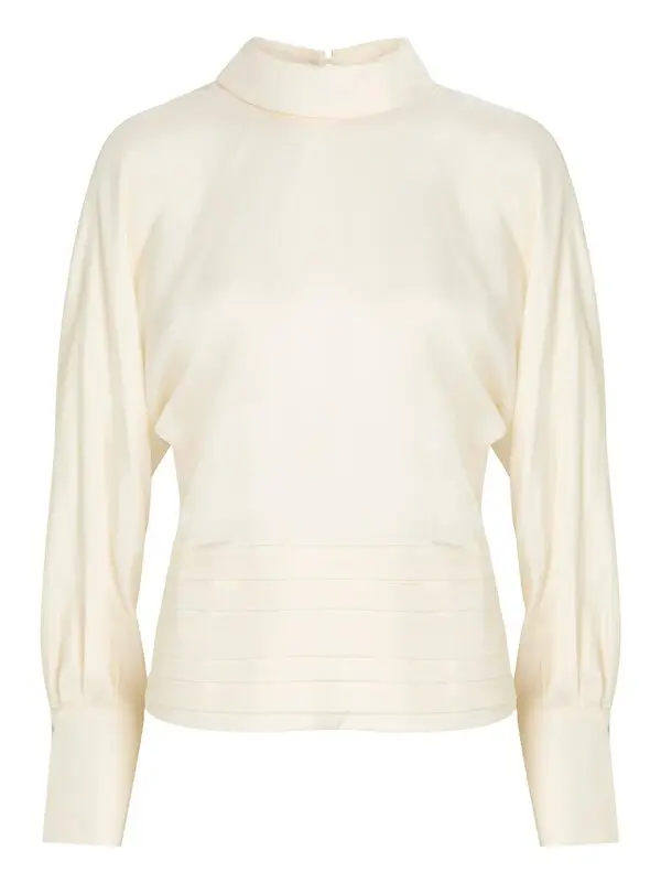 RÓHE Reversed-collar Silk Top - Cream