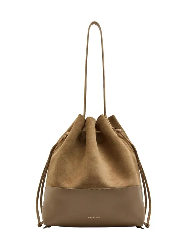 MANSUR GAVRIEL Leather And Suede Drawstring Bucket Bag - Camel