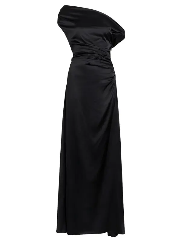 Staud Phare Draped Stretch-silk Maxi Dress - Black
