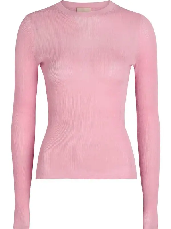 Khaite Mosi Fine-knit Silk Top - Light Pink