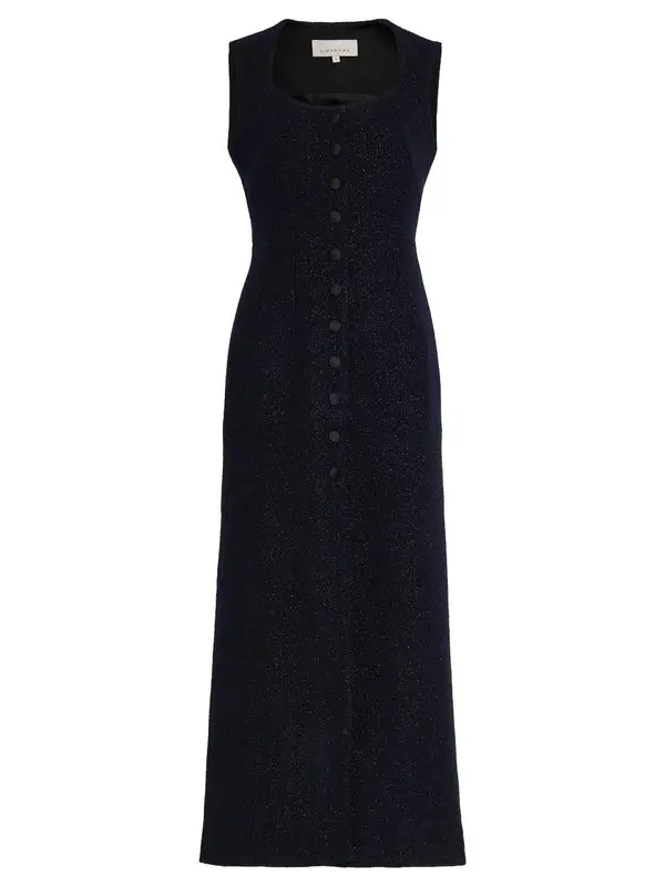 LIBEROWE Avery Shimmer Tweed Midi Dress - Navy