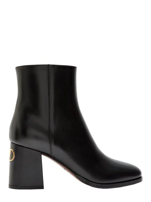 Valentino Garavani Fawcette Vlogo Leather Ankle Boots - Black