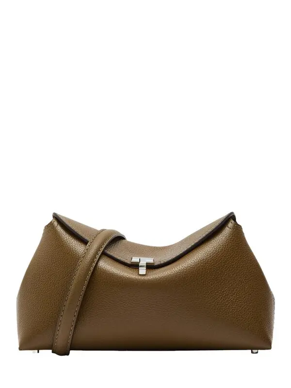 TOTEME T-lock Grained Leather Clutch - Taupe