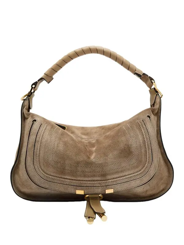 Chloé Marcie Small Suede Shoulder Bag - Taupe