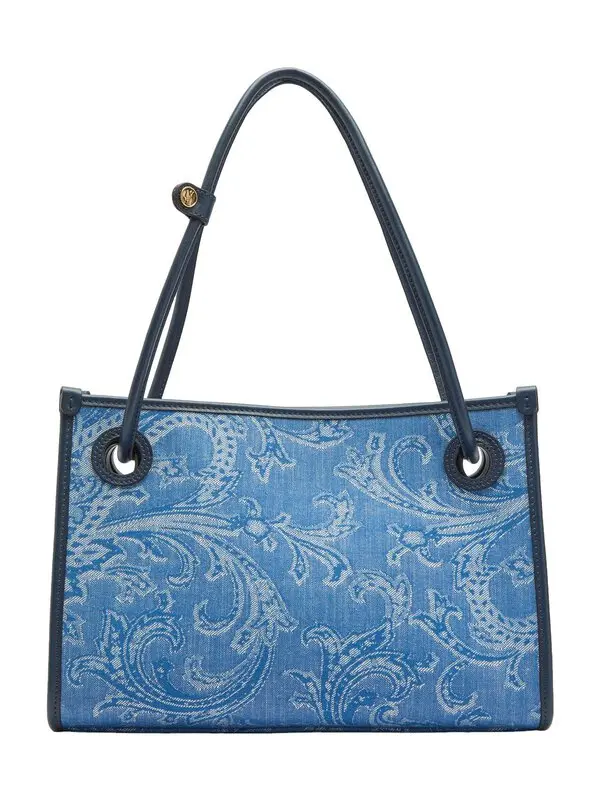 Etro Jacquard And Leather Tote Bag - Denim