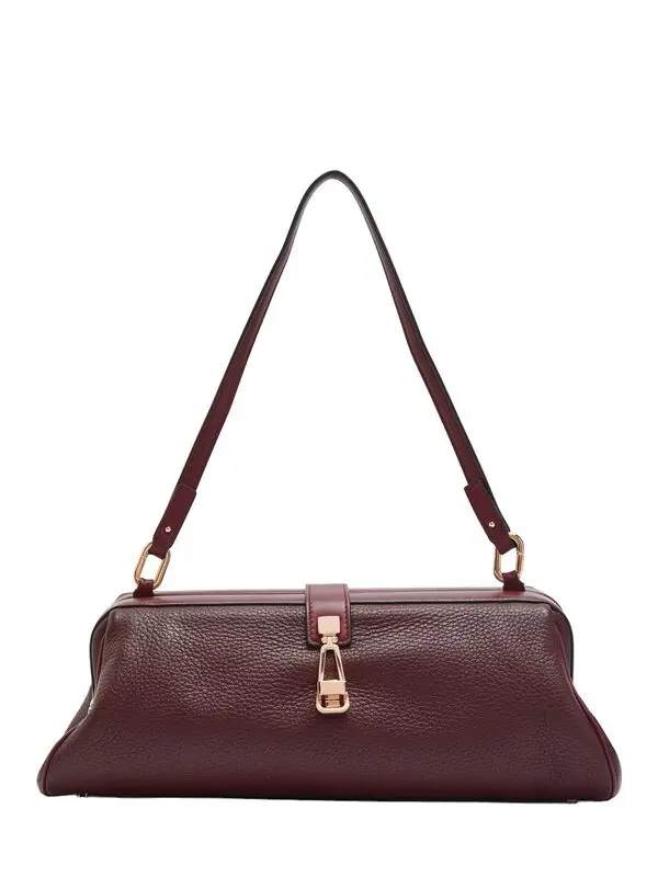 Gabriela Hearst Paola Grained Leather Clutch - Bordeaux