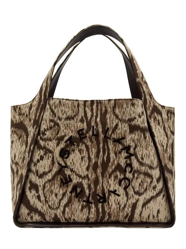 Stella McCartney Logo Leopard-jacquard Canvas Tote Bag - Brown