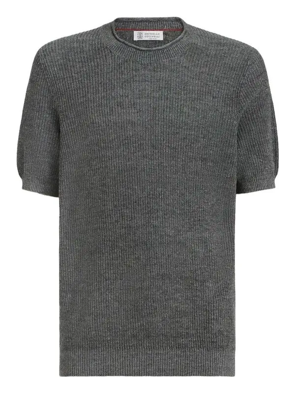 Brunello Cucinelli Ribbed T-shirt - Grey