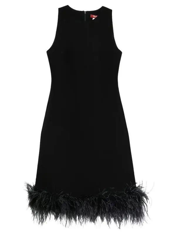 Max Mara Feather-hem Midi Dress - Black