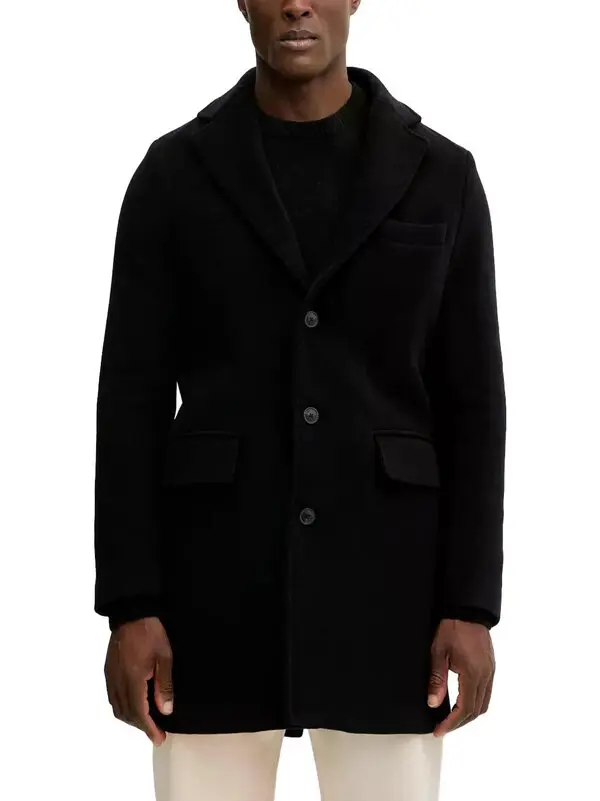 TRUSSARDI Buttoned Single-breasted Coat - Black