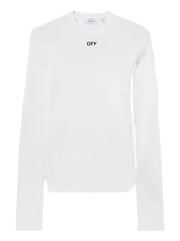 Off-White Long-sleeve Rib Top - White