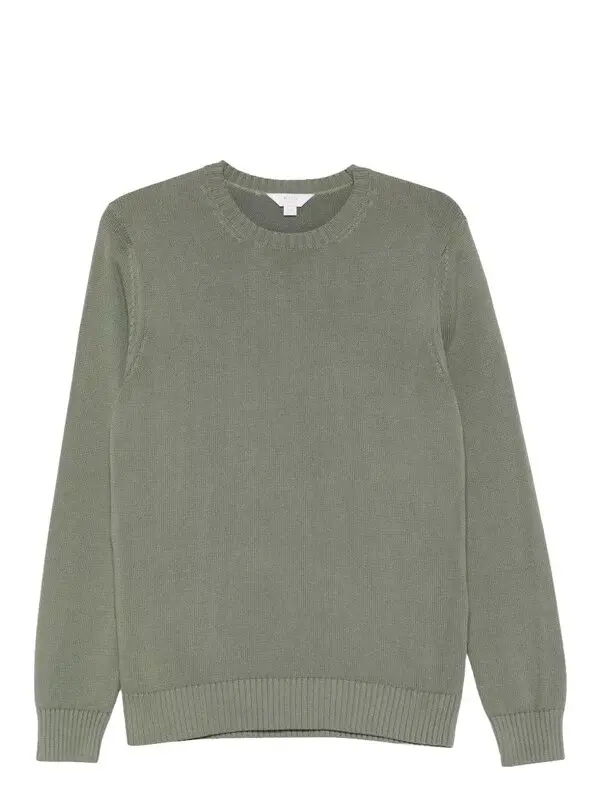Malo Crew-neck Sweater With Ribbed Trims - Green