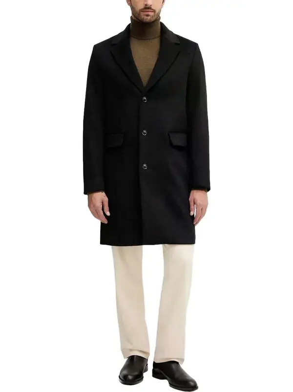 Sisley Notched-lapel Single-breasted Coat - Black