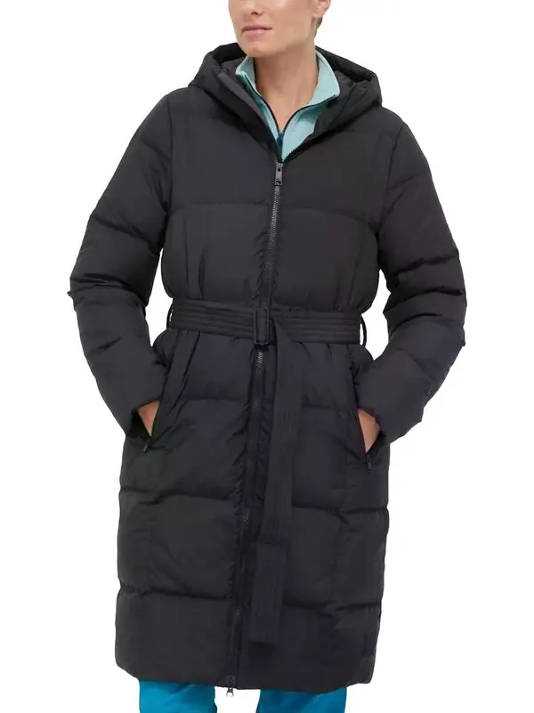 JACK WOLFSKIN Frozen Lake Hooded Belted Coat - Black