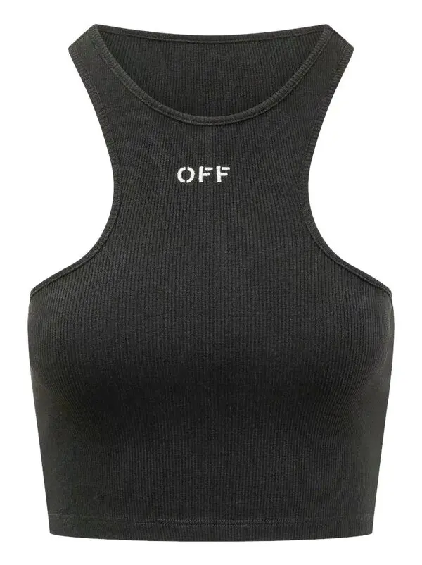 Off-White Off-stamp Ribbed Top - Black