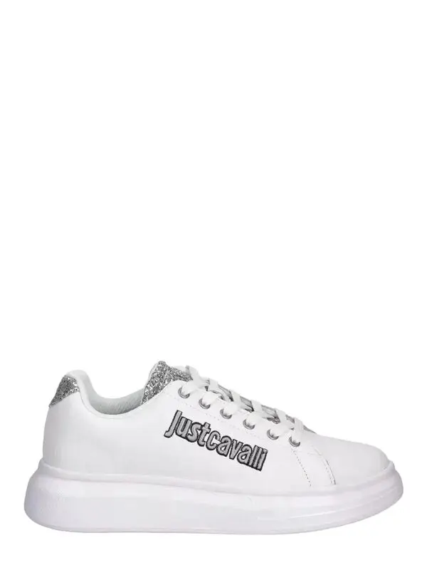 Just Cavalli Glitter-trim Platform Sneakers - White