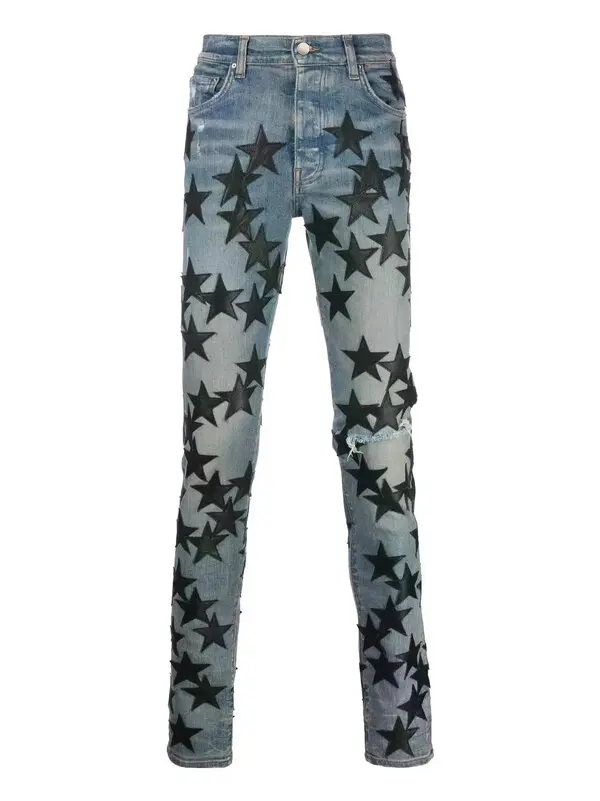 Amiri Star Patch Skinny Jeans - Blue