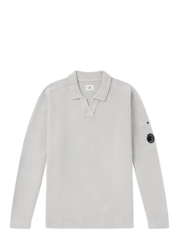 C.P. COMPANY Cotton-chenille Polo Sweater - Gray