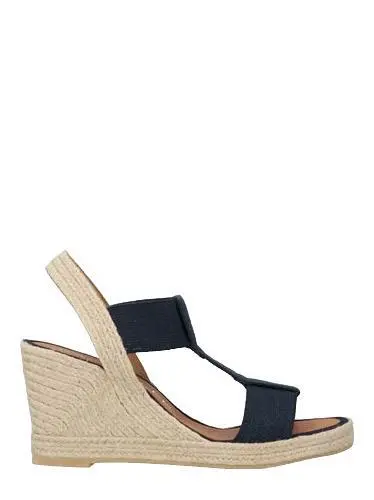 CASTELLER Two-tone Canvas Espadrille Wedges - Navy