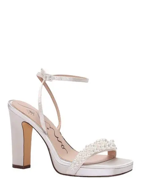 Nina Evette Platform Sandals With Ankle Strap And Pearl Detail - Ivory