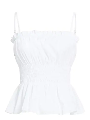 VICOLO Woven Top With Ruffle Detail - White